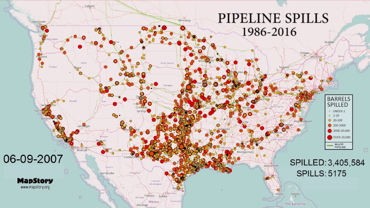 Pipeline Spills In The U S 1986 2016 Vivid Maps