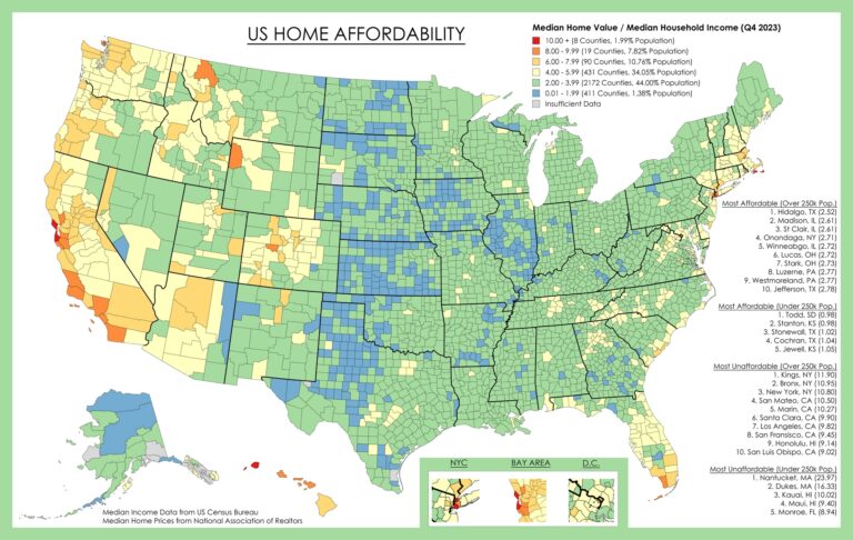 US Home Affordability by County - Vivid Maps