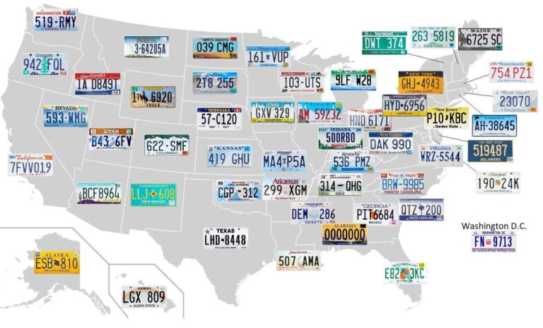 License Plates by U.S. State - Vivid Maps