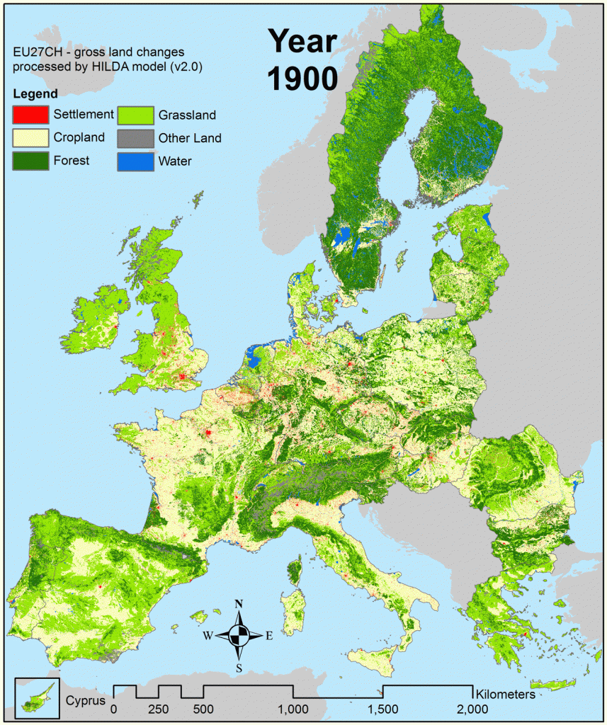 Europe gross land changes (1900 - 2010) - Vivid Maps