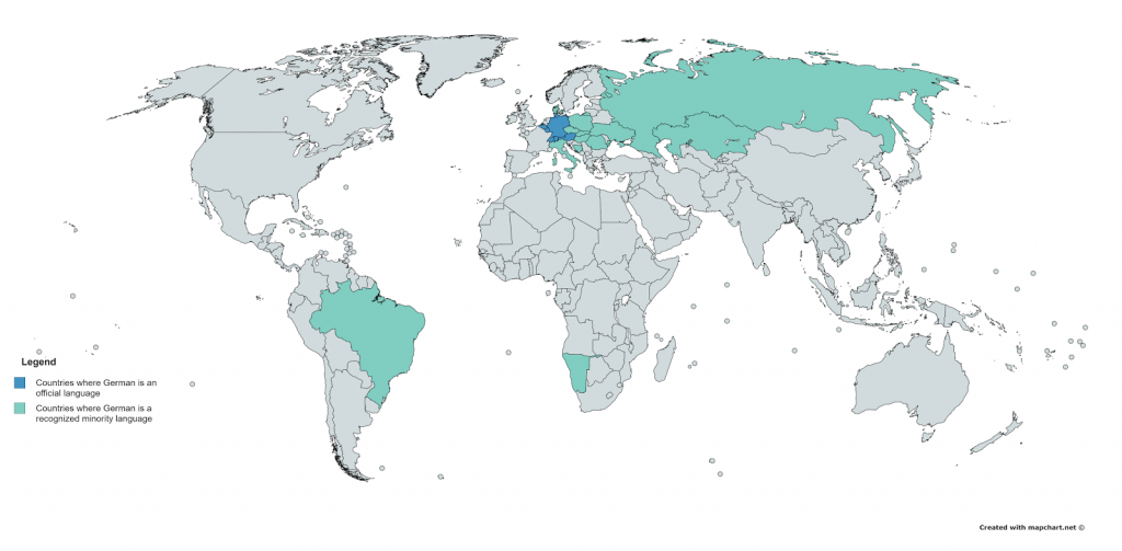Countries where German is an official recognized minority language ...