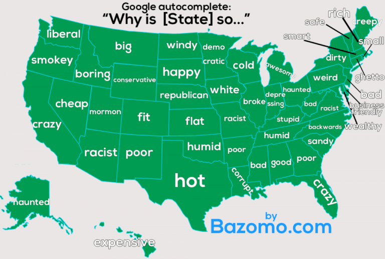 How Google Autocomplete Describes Every U.S. State - Vivid Maps