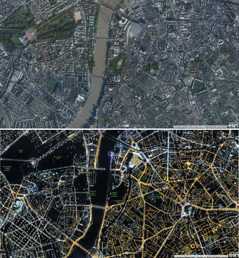 Day & Night in London - Vivid Maps
