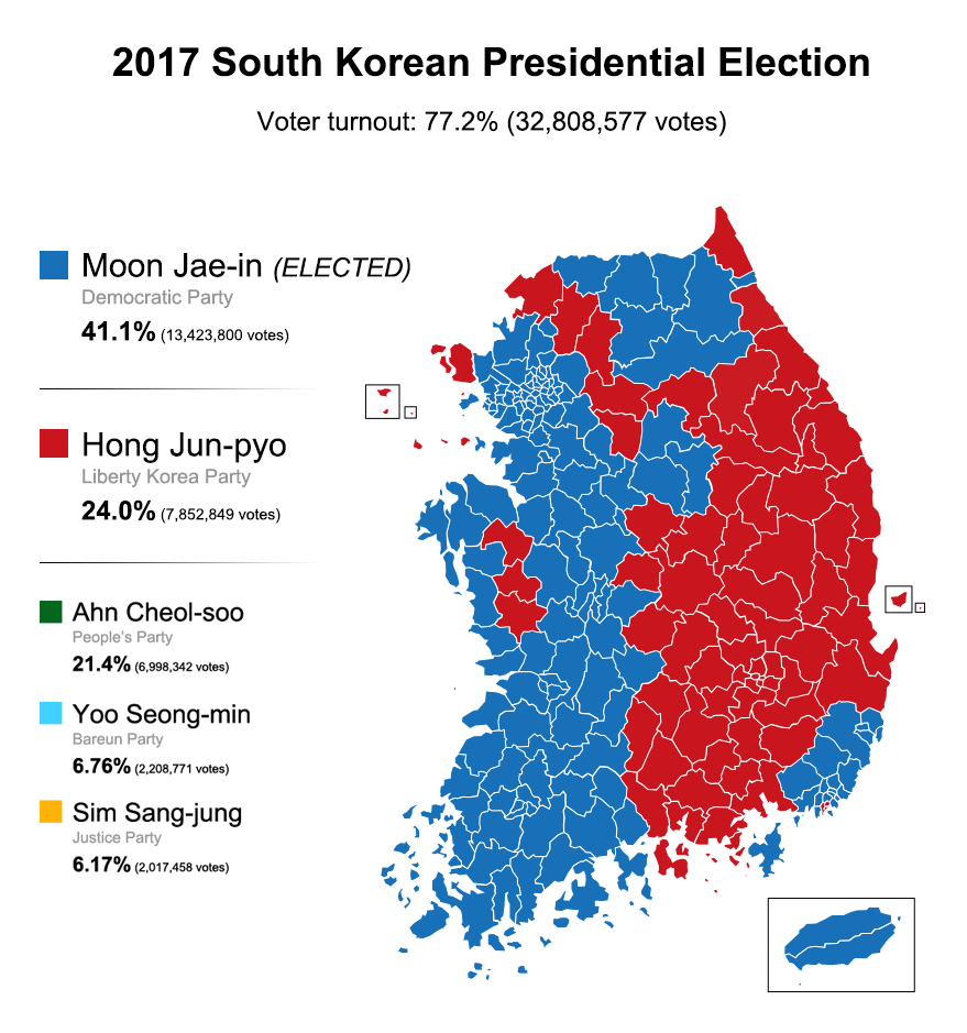 South Korean presidential election results (2017) - Vivid Maps