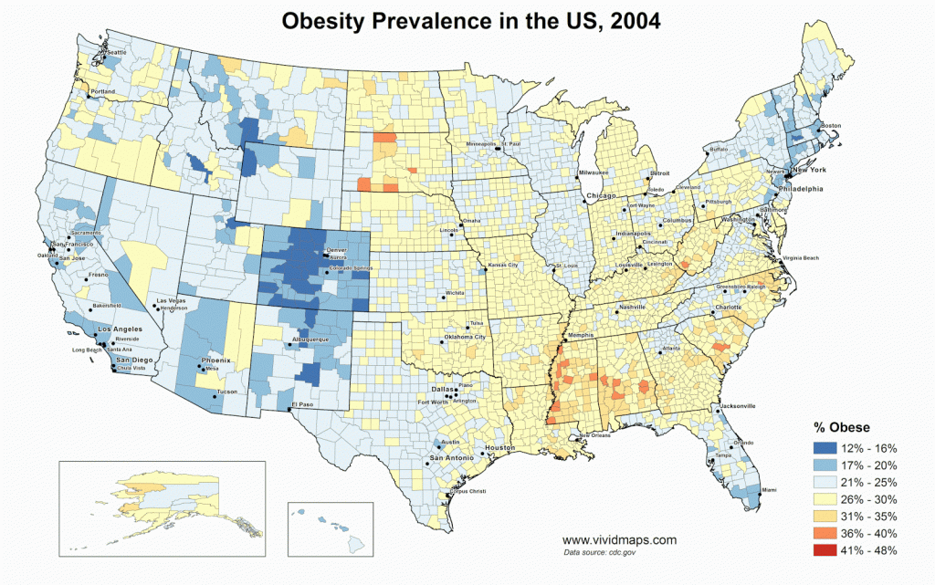 Obesity prevalence in the United States - Vivid Maps