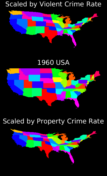 U.S. states scaled by crime rate (1960 - 2014) - Vivid Maps