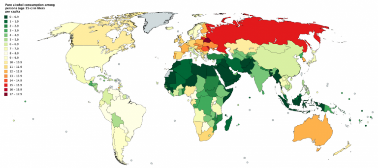 Alcohol consumption by U.S. state - Vivid Maps