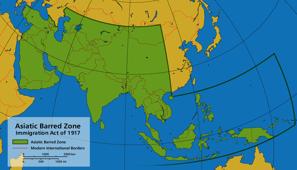 Asiatic Barred Zone Immigration Act of 1917 - Vivid Maps