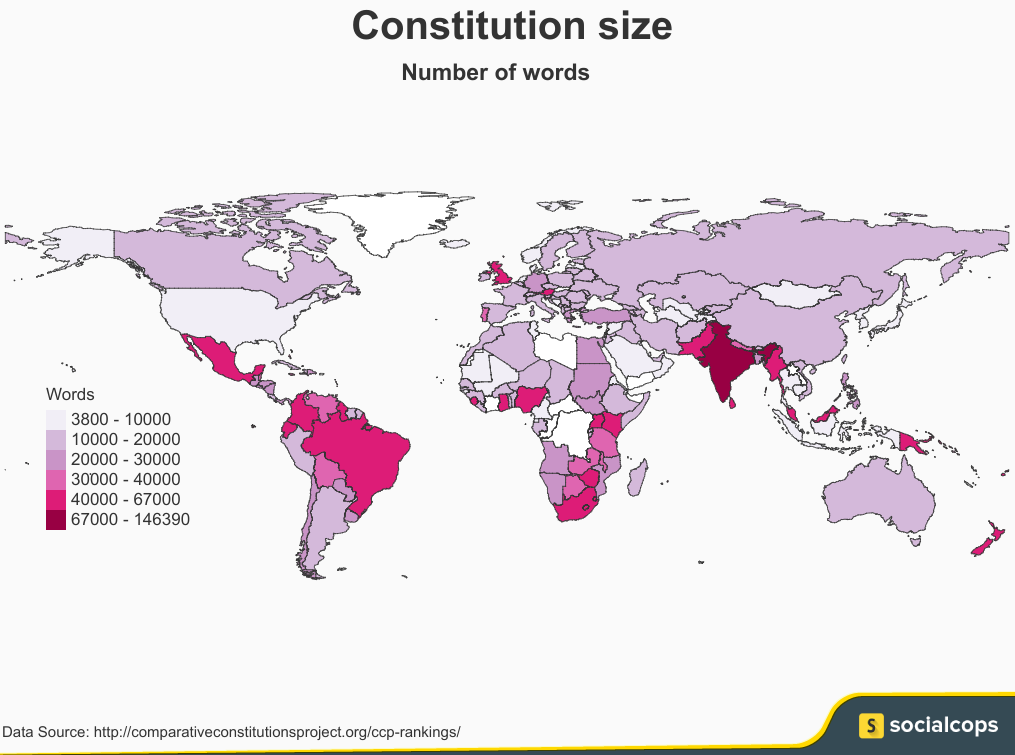 Constitution size (number of words) - Vivid Maps