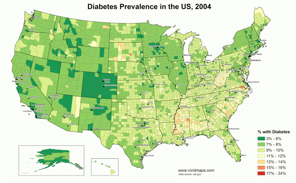 Diabetes prevalence in the United States - Vivid Maps