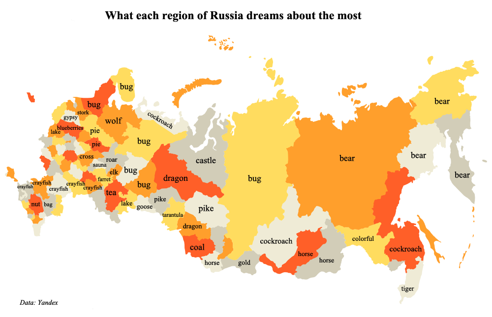 What each region of Russia dreams about the most (2017) - Vivid Maps