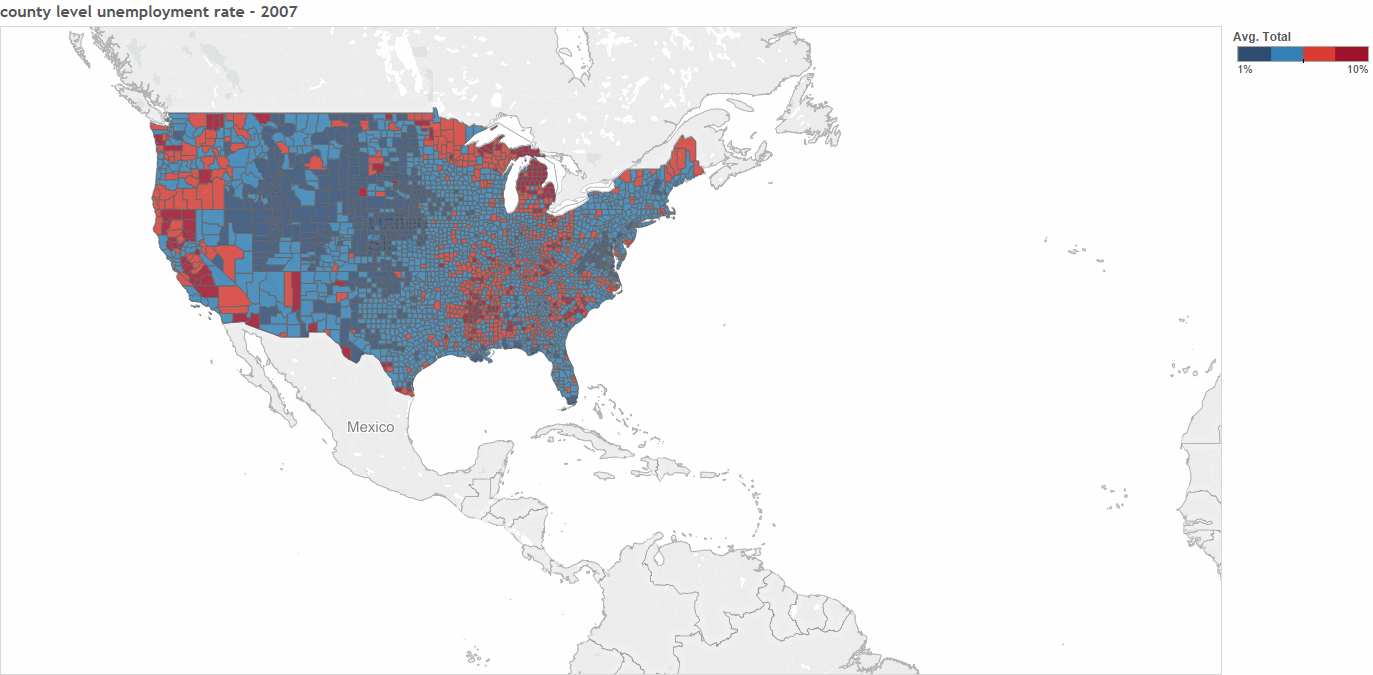 Updated USA County level Unemployment rate (2007 - 2015) - Vivid Maps