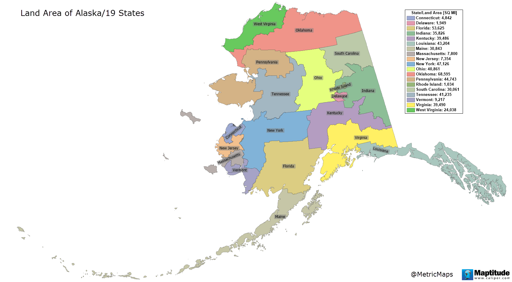 Land Area of 19 U.S. States Fits into Alaska - Vivid Maps