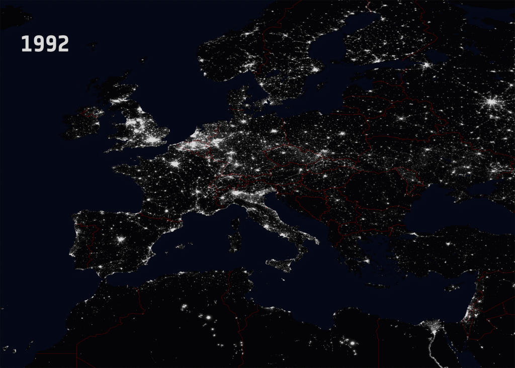 Light pollution in Europe - Vivid Maps
