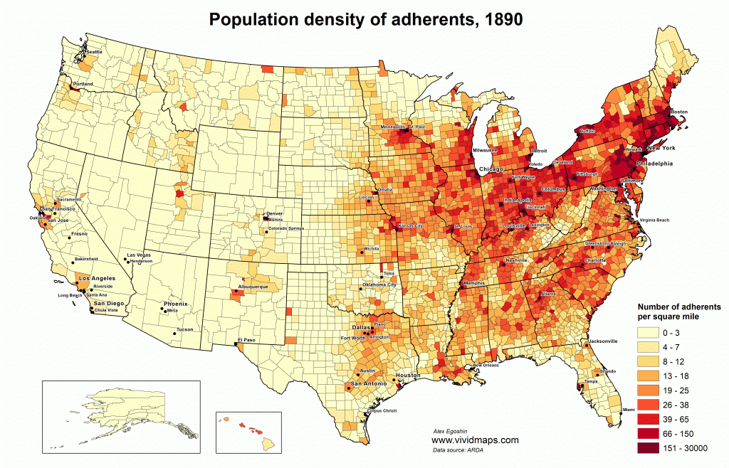 Population density of religious adherents (1890 - 2010) - Vivid Maps