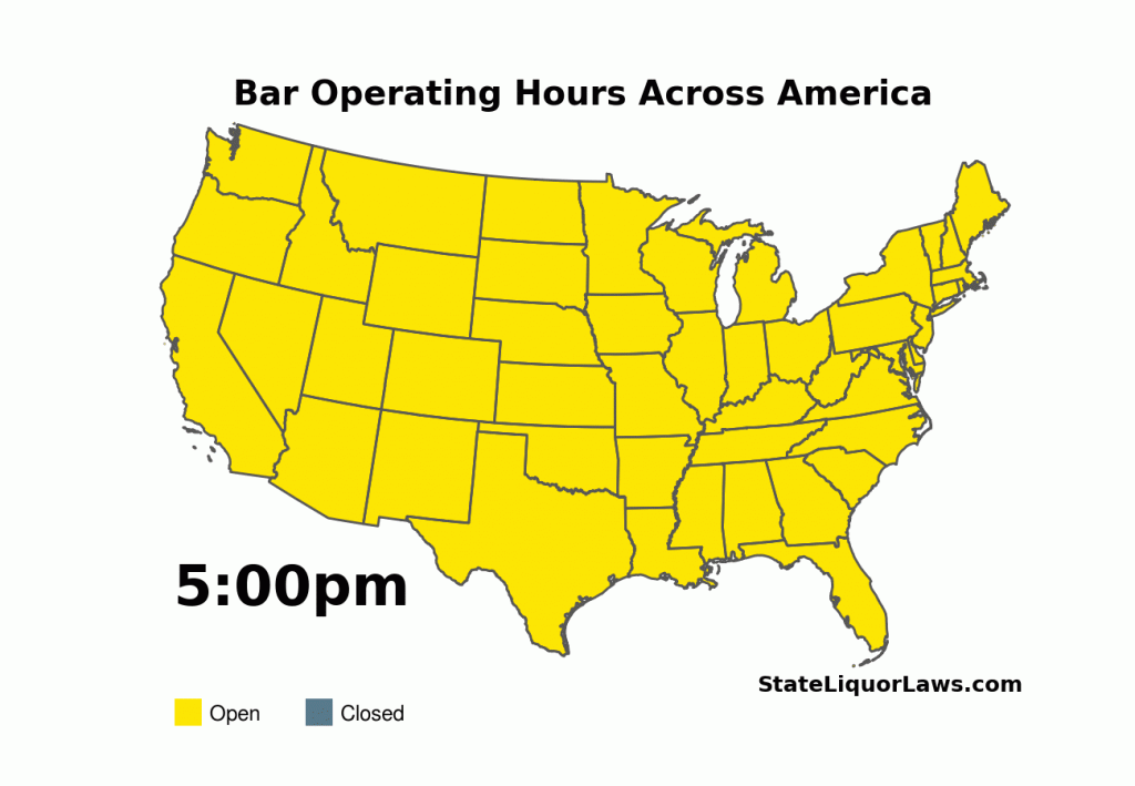 Bar operating hours across U.S. - Vivid Maps