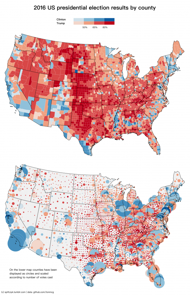 U.S. presidential election results in two maps (2016) - Vivid Maps