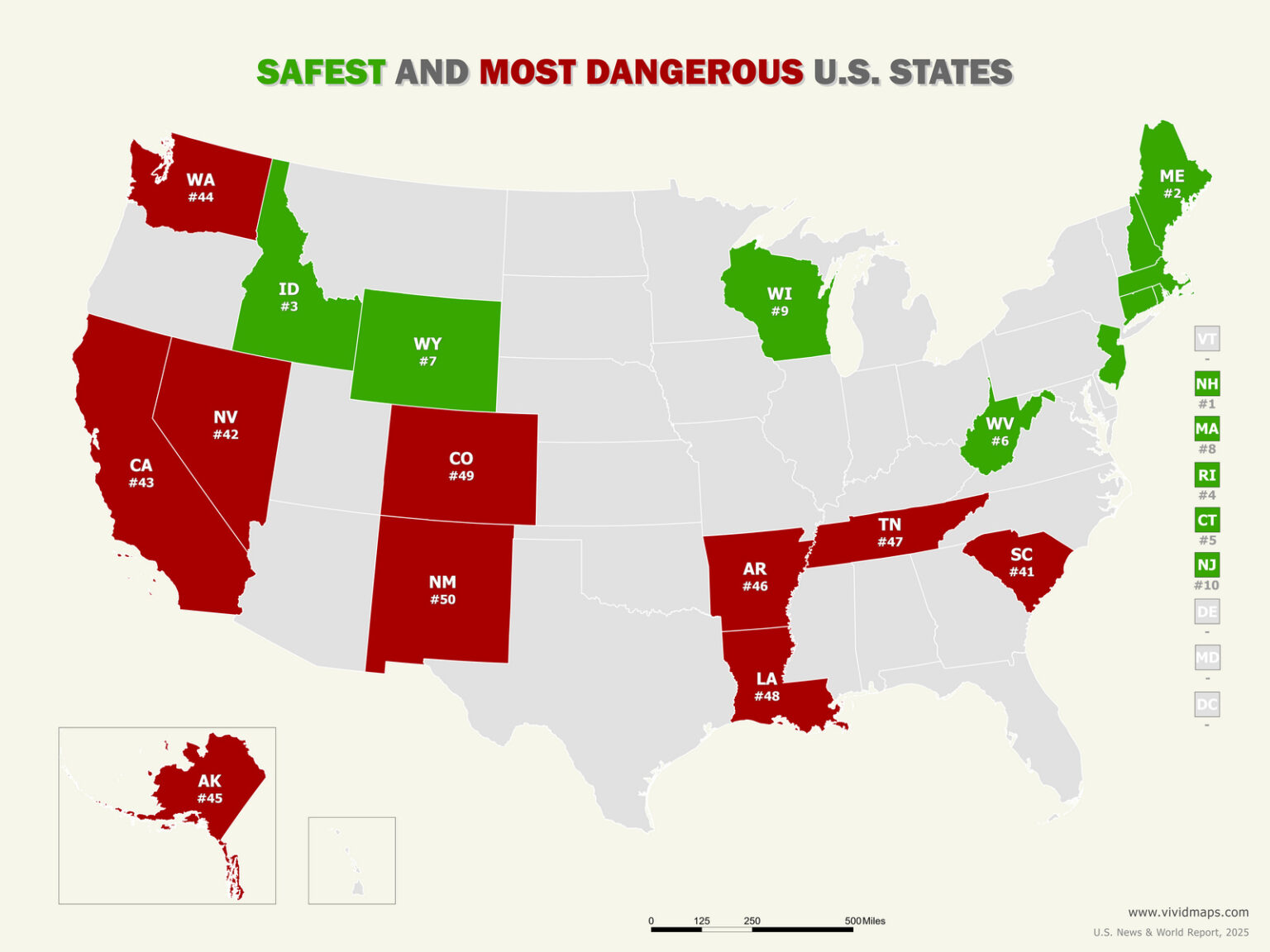 Mapped: The Safest and Most Dangerous States in America - Vivid Maps
