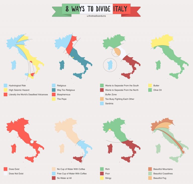 8 Ways to Divide Italy - Vivid Maps