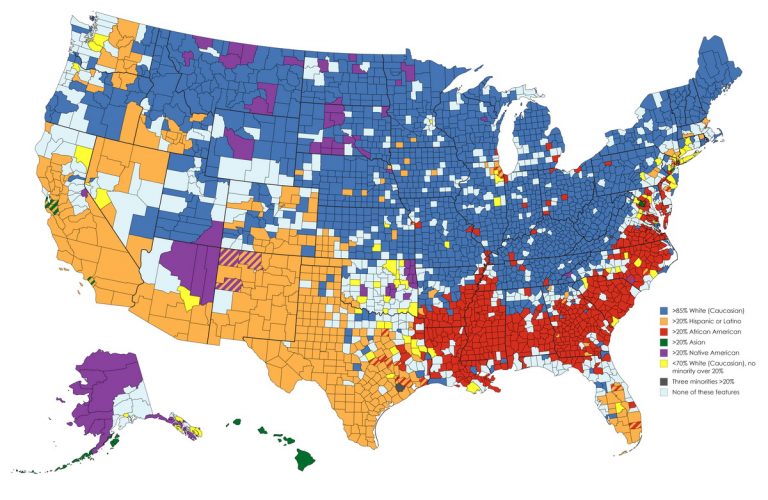 Where Racial Minorities Make Up a Significant Share of Each U.S. County ...