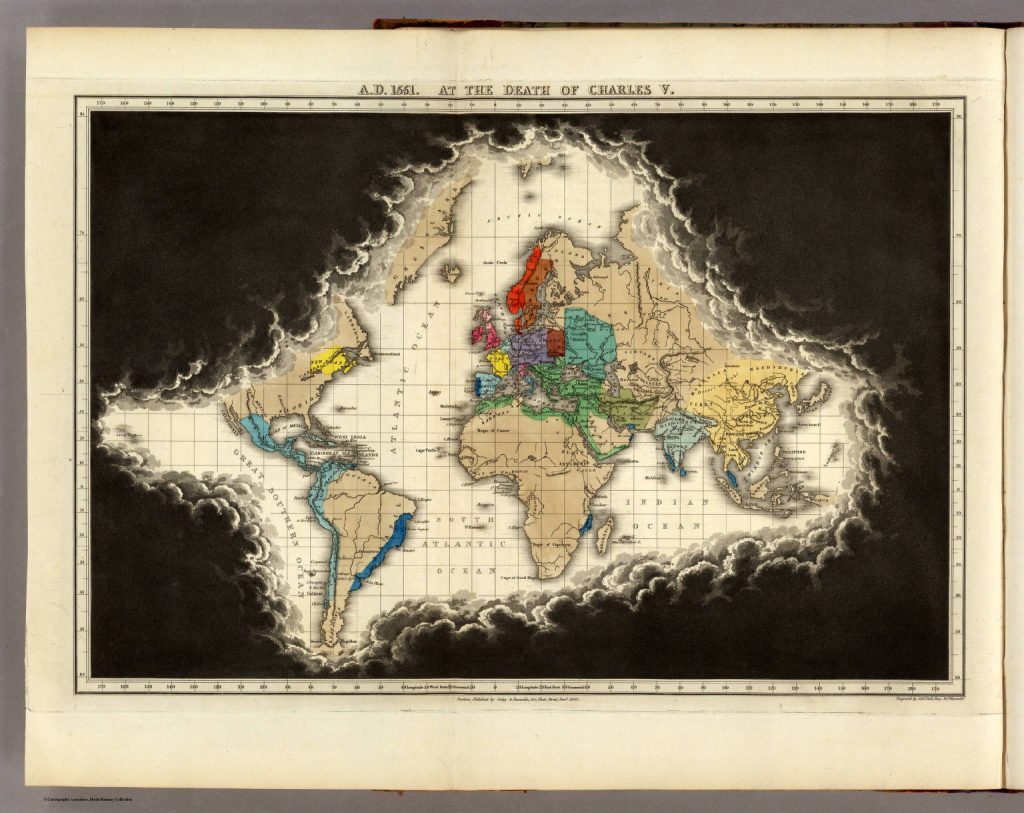 Map of the Known World at the Death of Charles V (1551) - Vivid Maps
