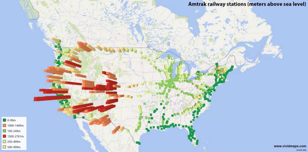 Exploring America's Highest and Lowest Railway Stations - Vivid Maps