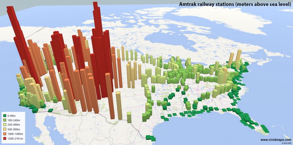 Exploring America's Highest and Lowest Railway Stations - Vivid Maps