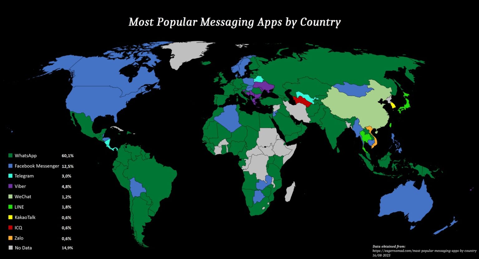 The Digital Babel: Mapping the World's Favorite Messaging Apps - Vivid Maps