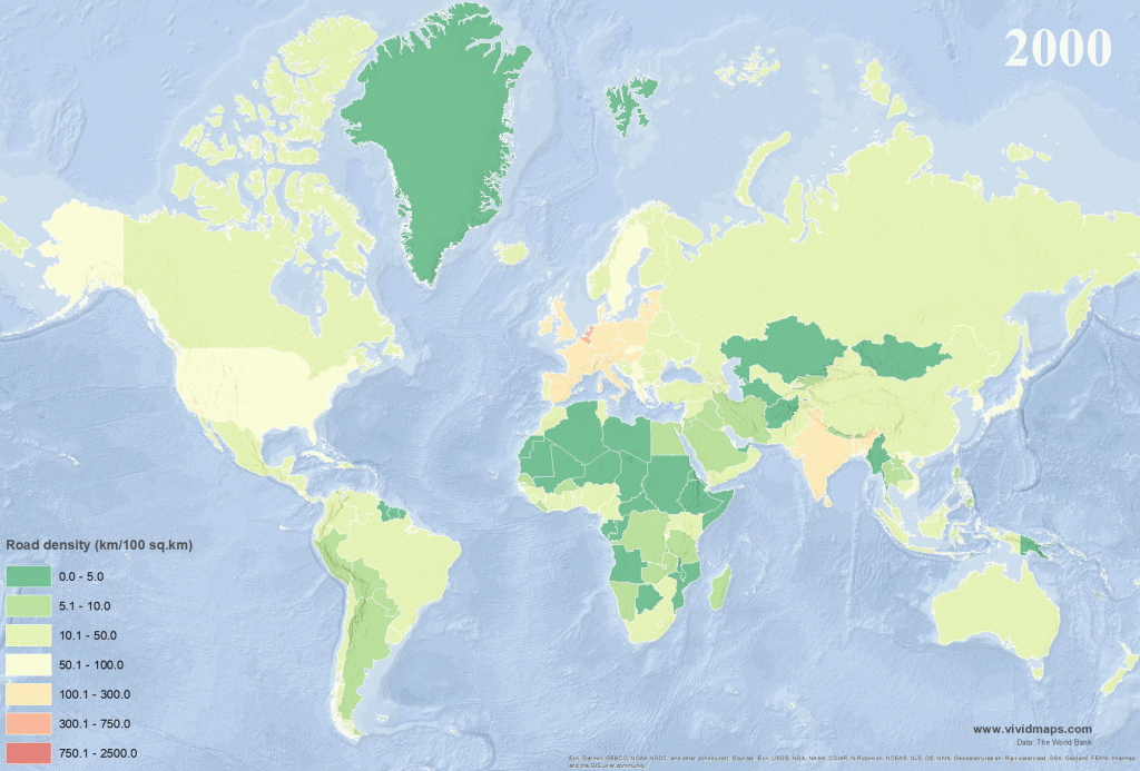 What country has a highest road density? - Vivid Maps