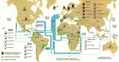 The coffee bean-growing belt - Vivid Maps