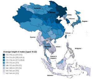 Average height of Asians - Vivid Maps