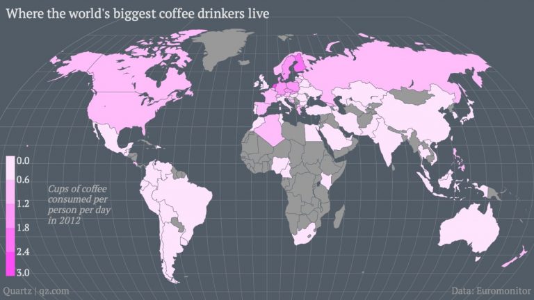 The spread of the word for "coffee" - Vivid Maps