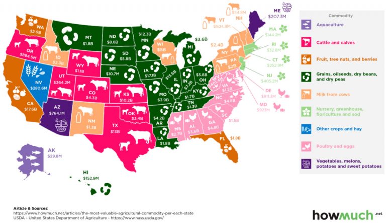 Mapping the Most Valuable Agricultural Commodity in Each U.S. State ...