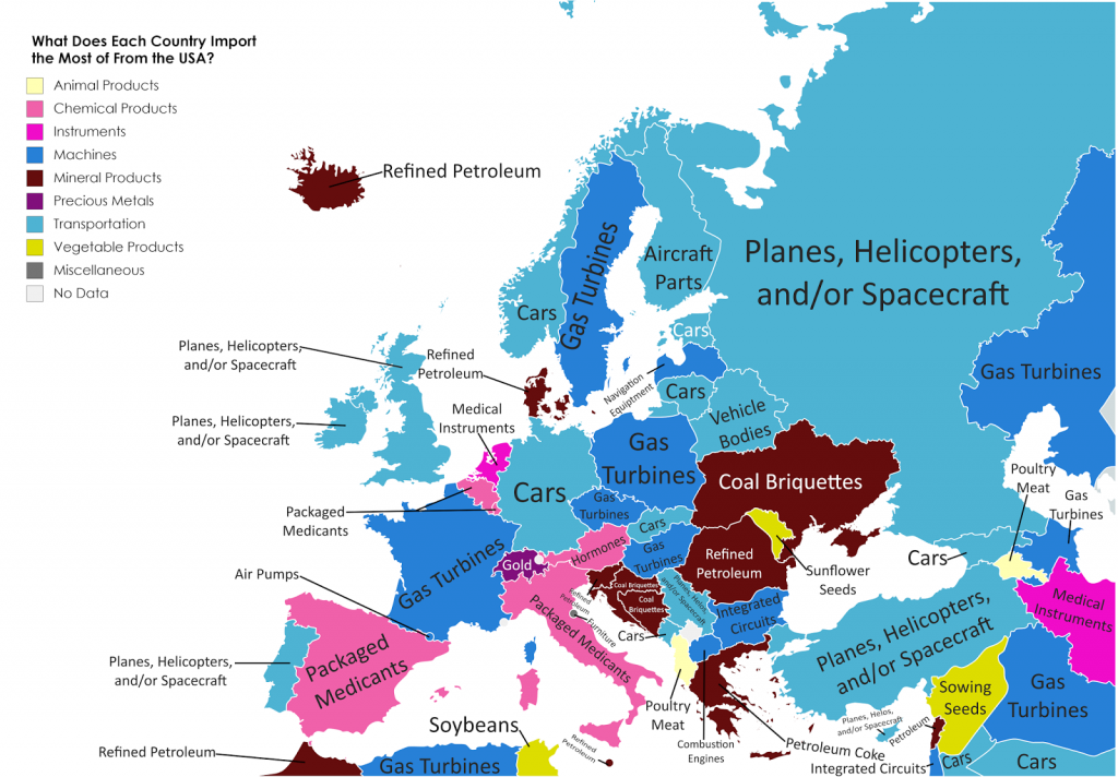 What Does Each Country Import the Most From the United States - Vivid Maps