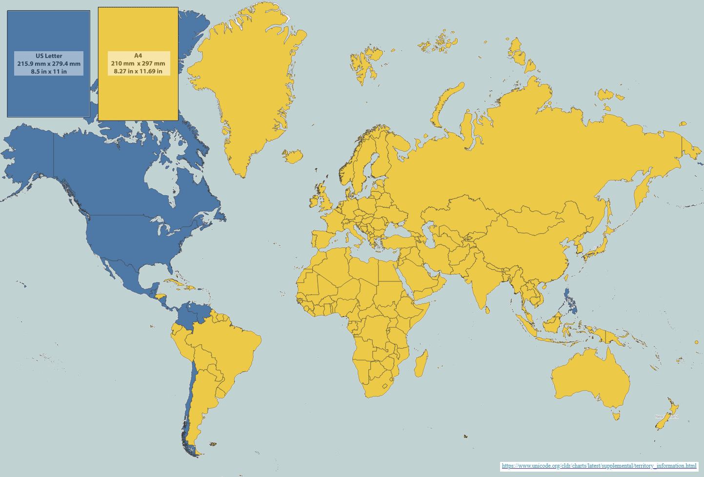 Paper Sizes World Map Vivid Maps