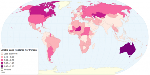 Amount of arable land per person - Vivid Maps