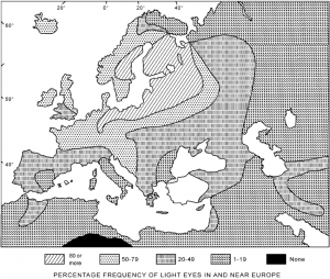 Likelihood of having light colored eyes in Europe - Vivid Maps
