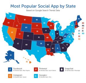 Most Popular Social App by U.S. State - Vivid Maps
