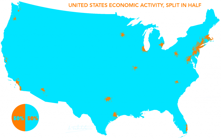 U.S. economic activity, split in half - Vivid Maps