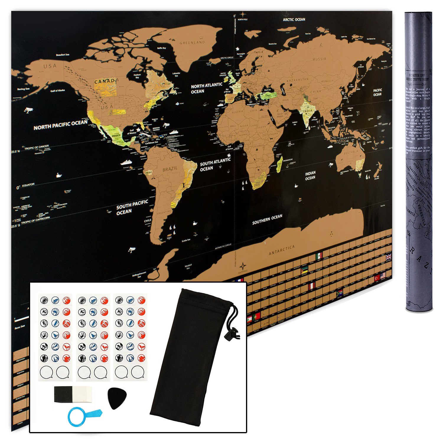 Scratch Off World Map Wall Poster to Mark and Track Your Travel - Vivid ...