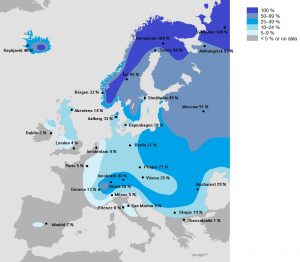 The Historical Probability of White Christmas - Vivid Maps