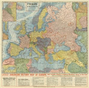 American victory map of Europe made after the end of WW 1 showing ...