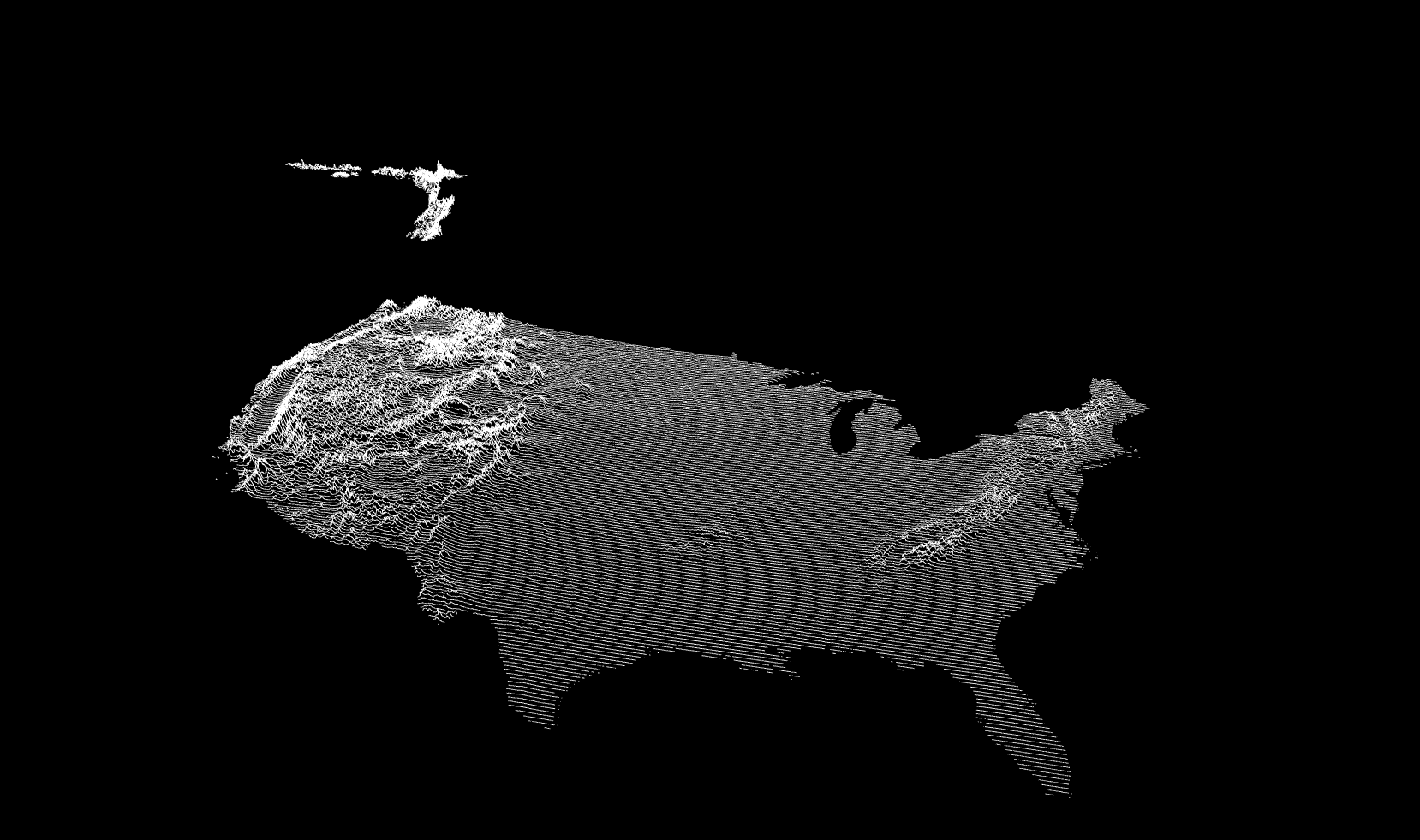 The atlas of the United States in the style of Joy Division - Vivid Maps