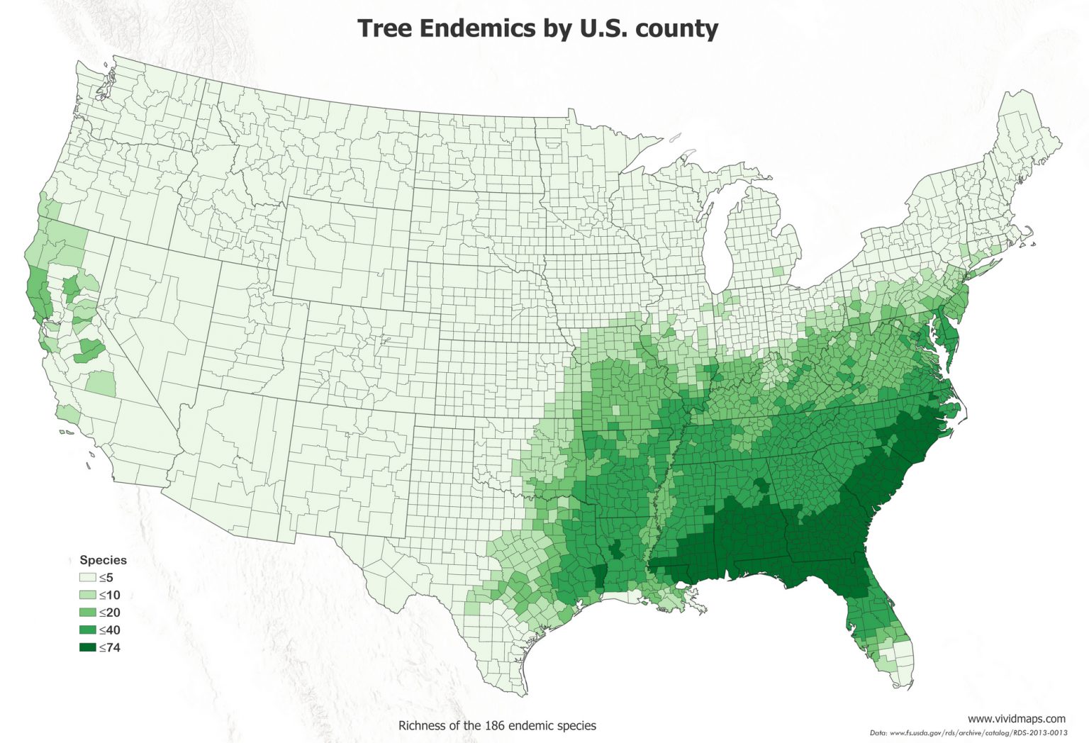 The diversity of trees in the United States mapped