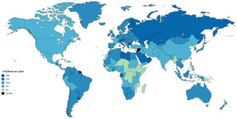 Popularity of Cell Phones in the World - Vivid Maps