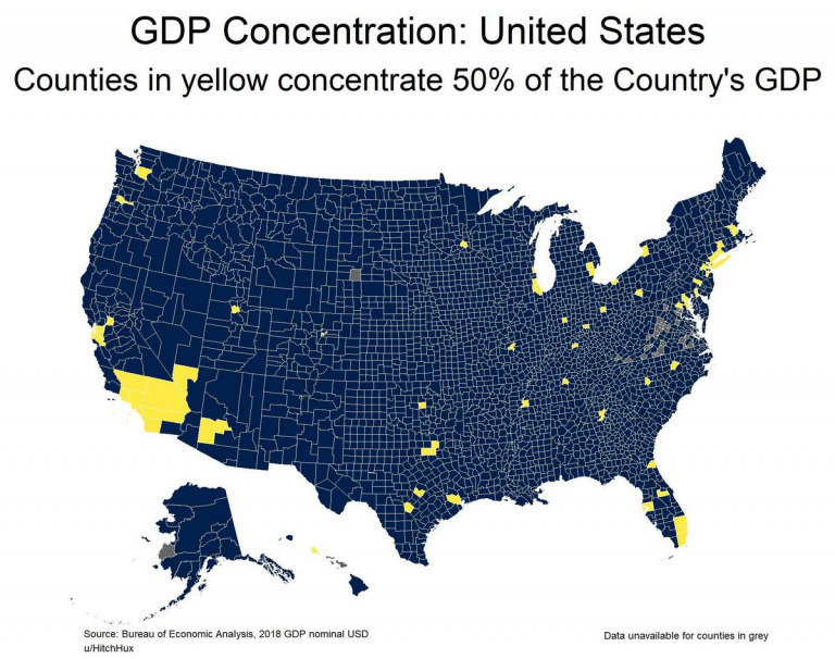 Where is the U.S. GDP concentrated? - Vivid Maps