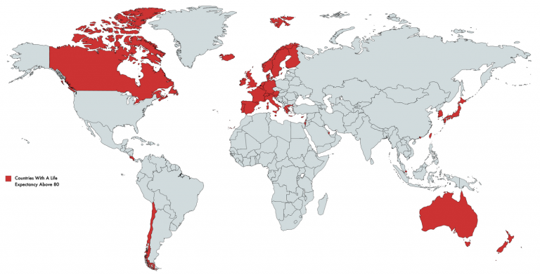 The life expectancy of the world population - Vivid Maps