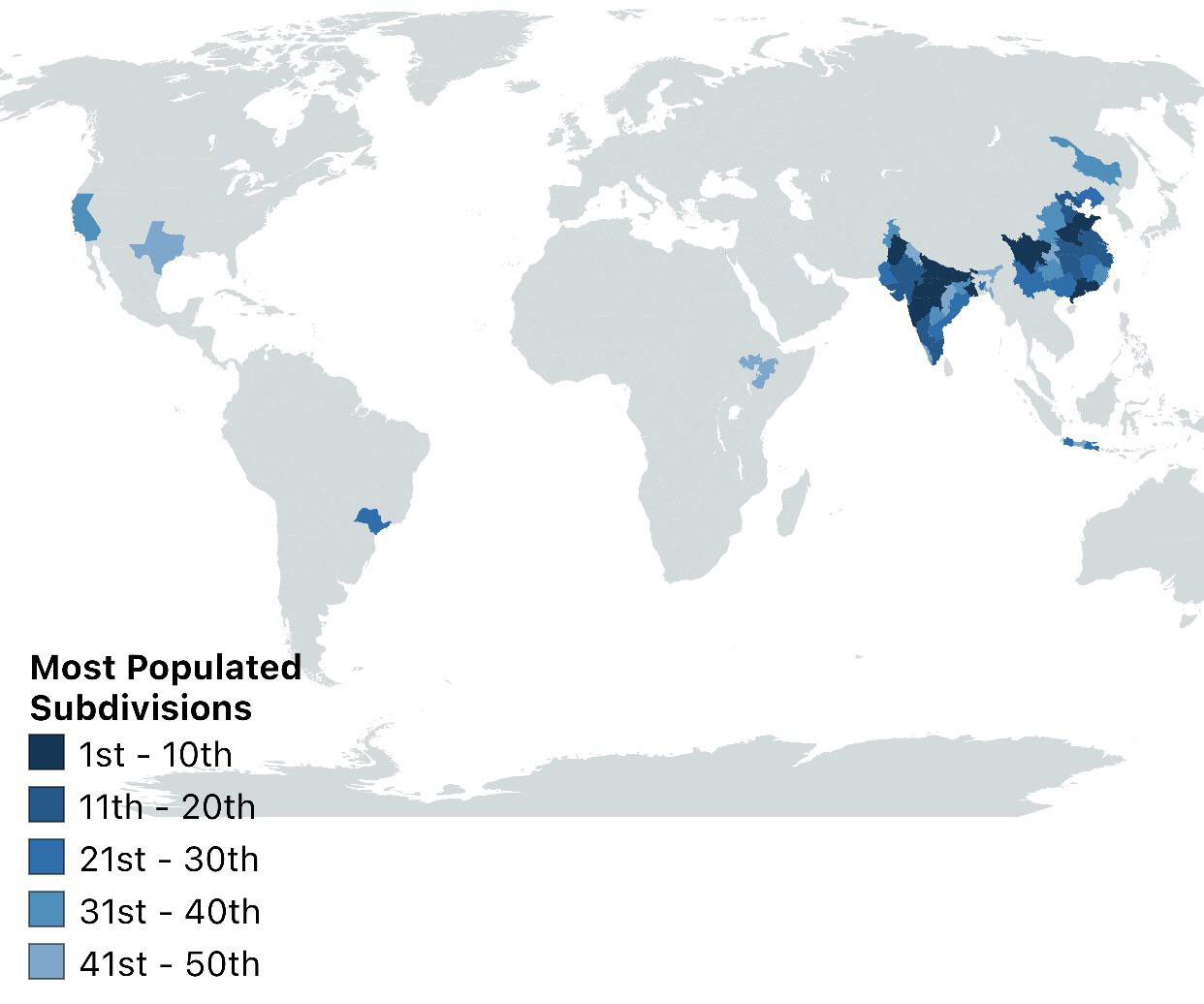Largest Subdivisions Mapped - Vivid Maps