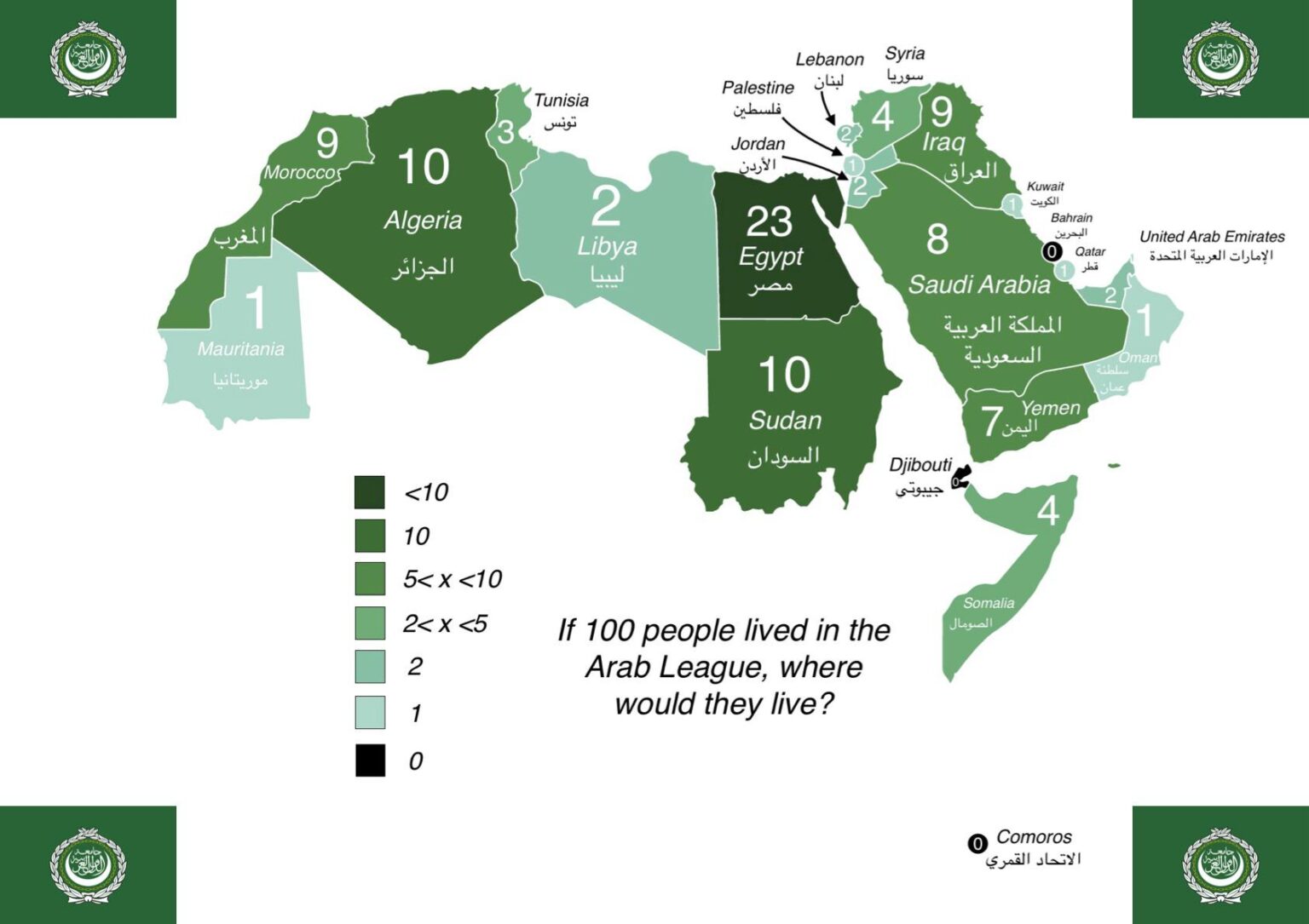 Population density of the Arab World - Vivid Maps