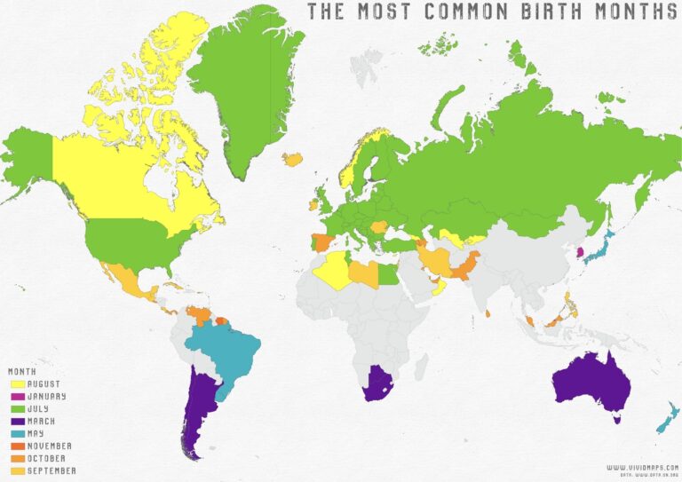 The Most Common Birth Months Worldwide, Mapped - Vivid Maps
